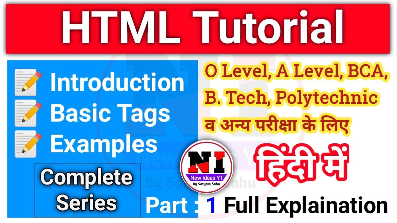 HTML Introduction and Basic Tags (hindi)2021 |HTML tutorial for beginners| O level M2 R5 HTML Basics