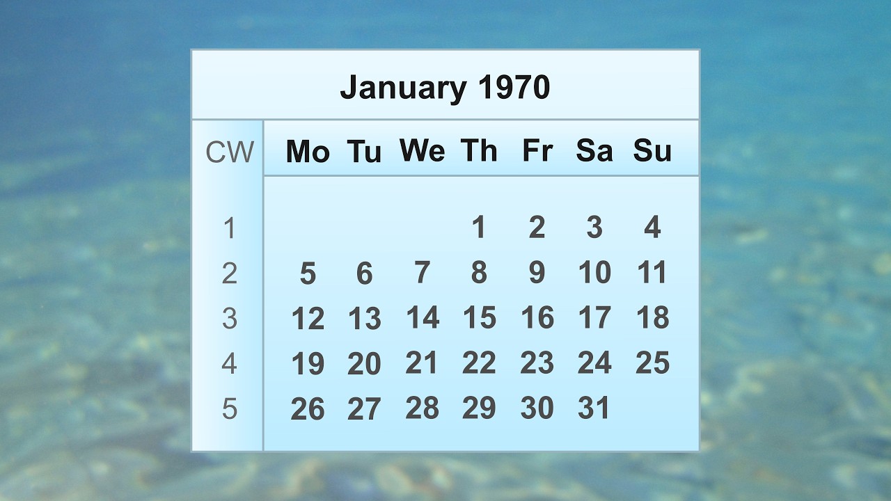January 1970 Calendar