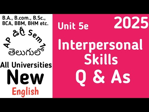 Interpersonal Skills in Telugu I new Syllabus I Degree semester 1 English lessons