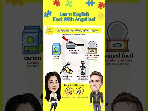 KITCHEN! English Vocabulary French and Spanish translations. Learn English Fast With Angeline!