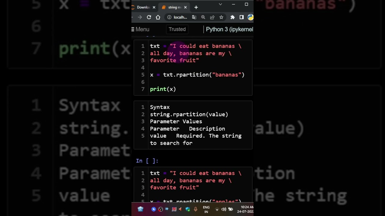 rpartition string method python tamil #python #shorts