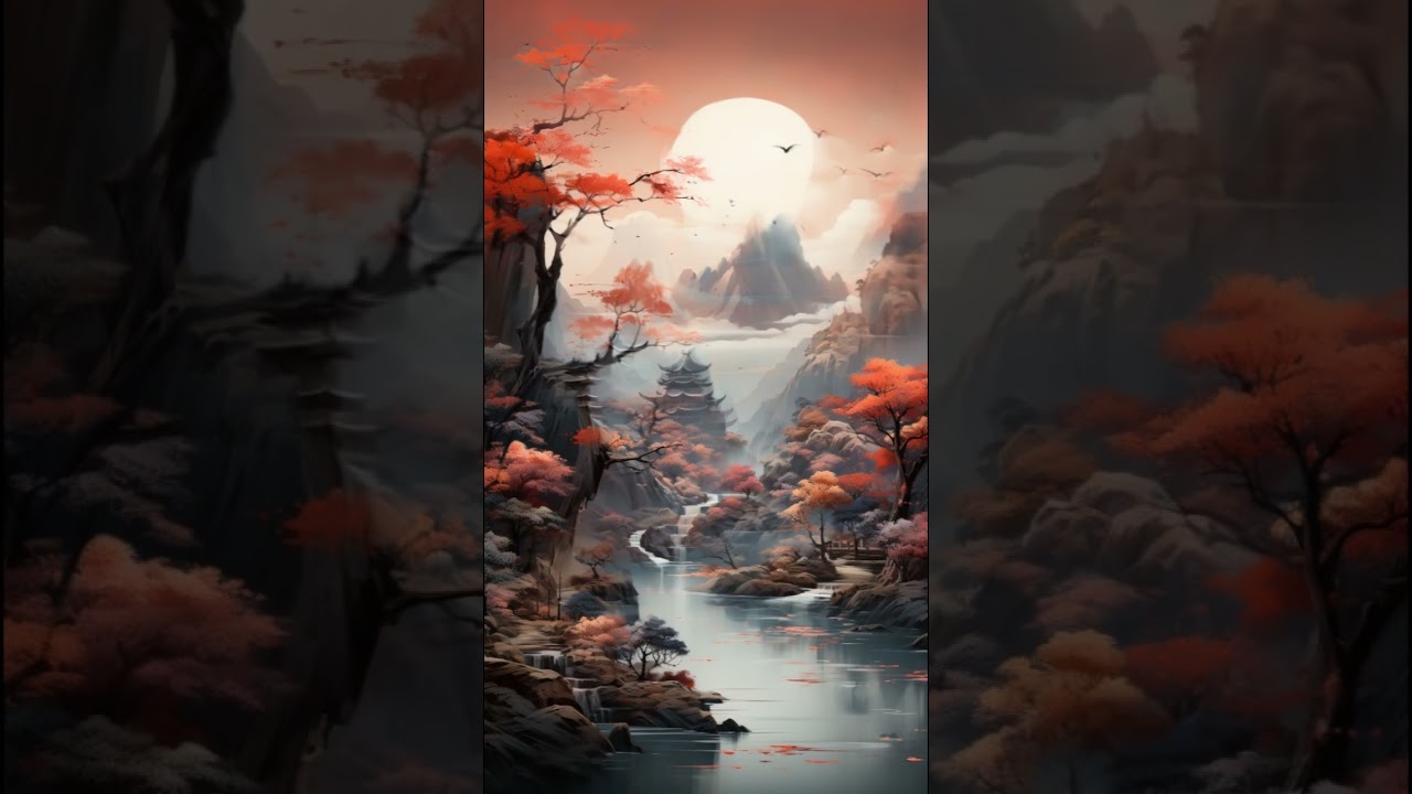 Transforming a Chinese Landscape: Midjourney v5.2 Stylize Parameter Comparison