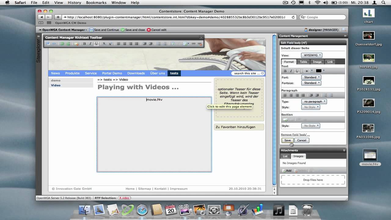 OpenWGA: Playing with Videos