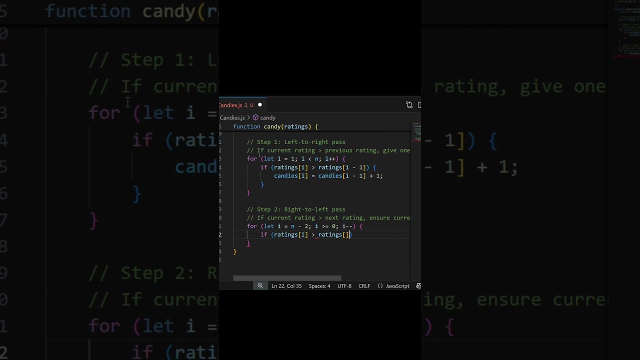 Solve LeetCode 135 Candy | JavaScript solution #shorts #coding #javascript