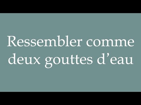 How to Pronounce ''Ressembler comme deux gouttes d’eau'' Correctly in French