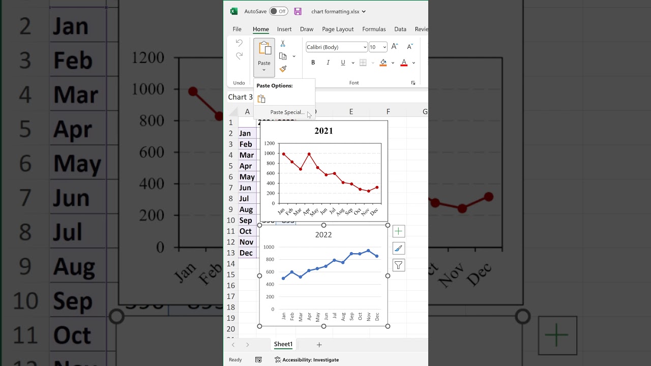 Copy Chart Formatting in Excel #shorts