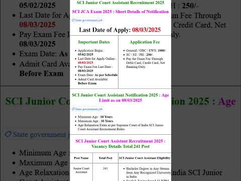 Supreme Court of India SCI Junior Court Assistant JCA Recruitment 2025 Apply Online for 241 Post
