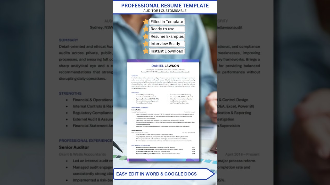 Auditor Resume Template 🔍