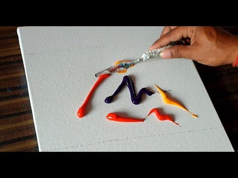 Easy Abstract Painting / Relaxing / Spreading paints on canvas / Demo ...