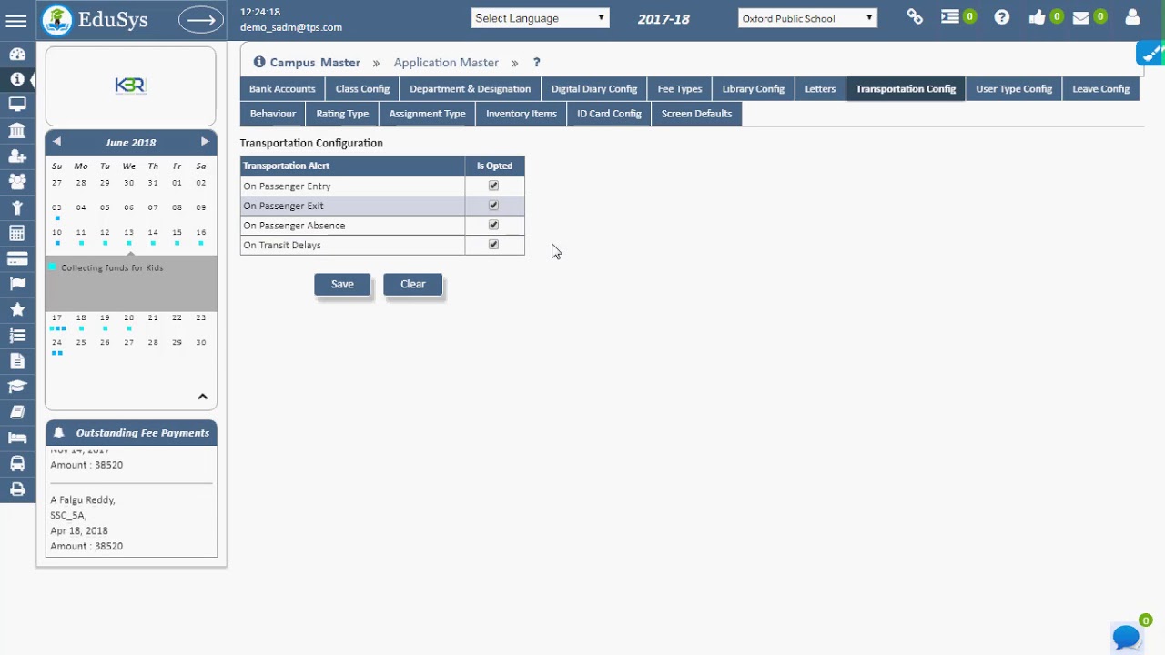 How Transportation System can give access to the user using School Management System