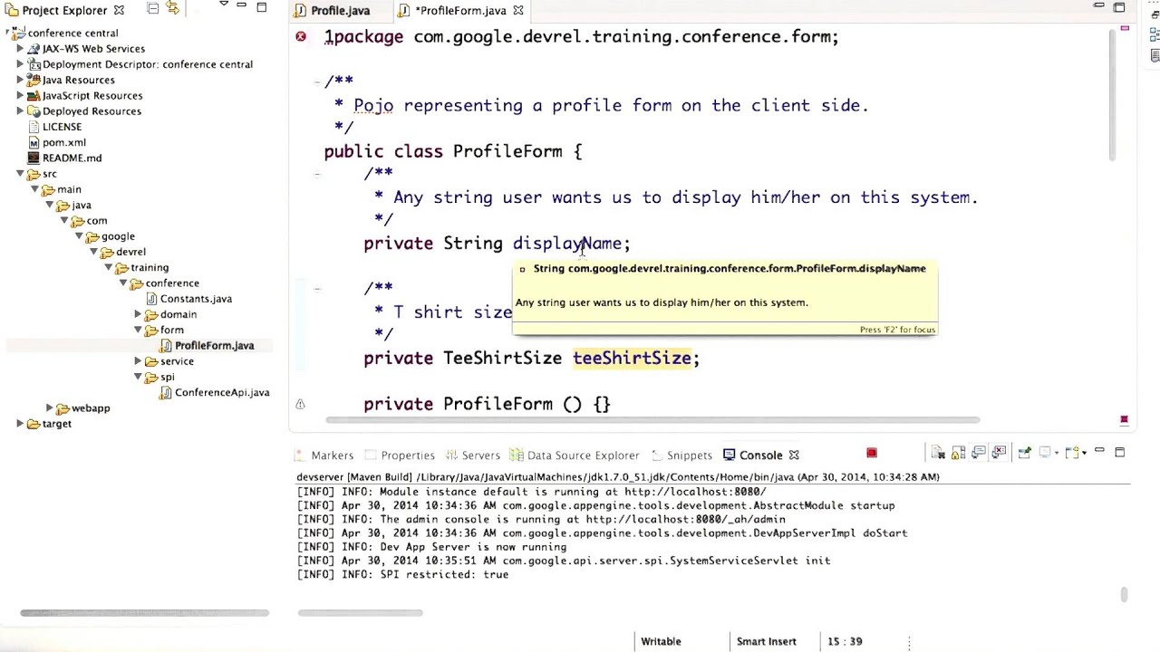 Profile Form - Developing Scalable Apps with Java