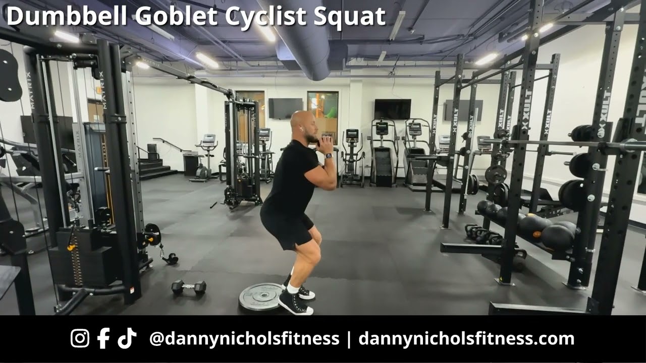 How To Do A Dumbbell Goblet Cyclist Squat