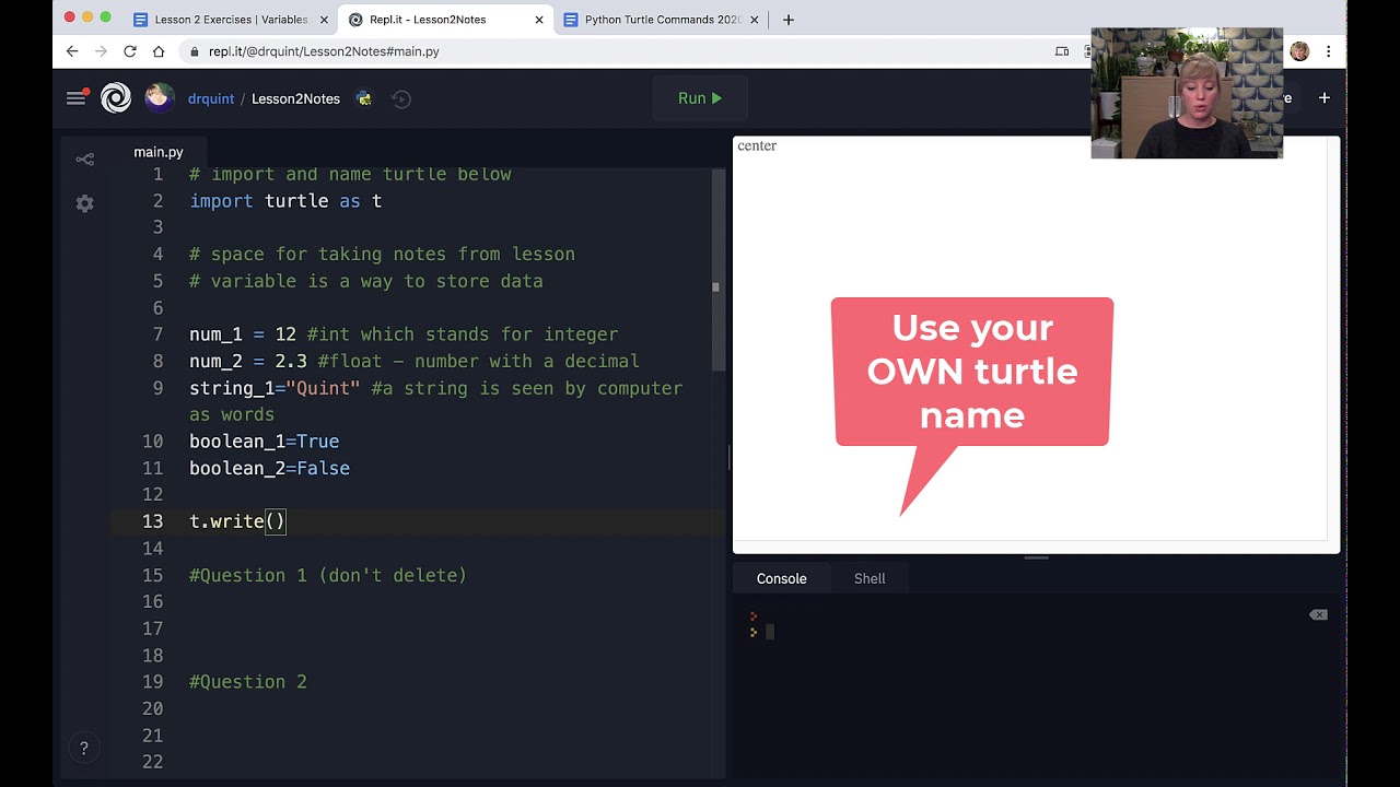 Python Turtle Lesson 2 | Variables and Input