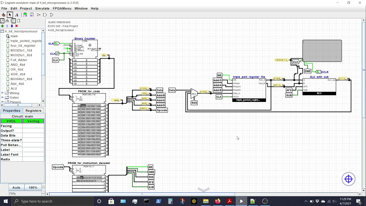4-Bit Microprocessor Demo