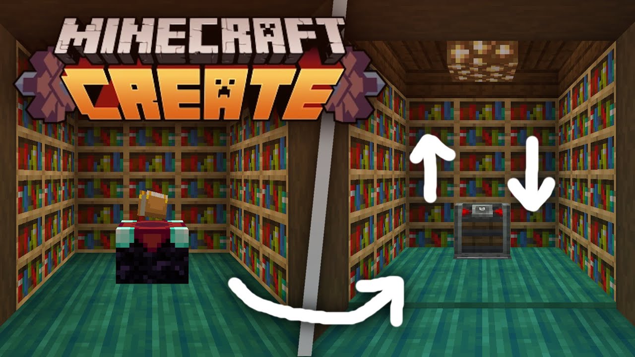 Elevator Hidden in Converting Enchanting Room! - Minecraft Create Mod
