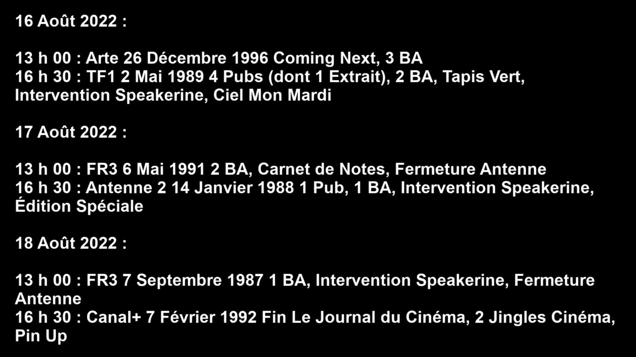 Programme Août 2022