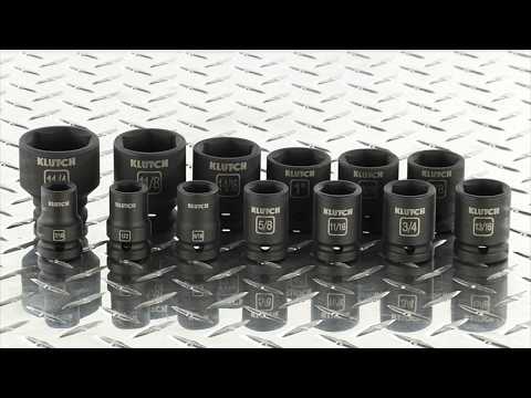 Klutch Chrome Moly 1/2in.-Drive Impact Socket Set - 13-Pc., SAE