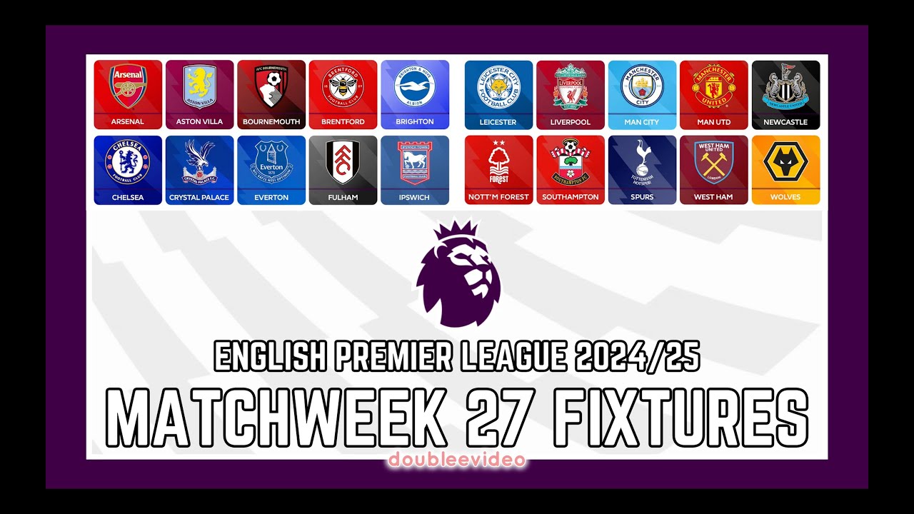 PREMIER LEAGUE FIXTURES 2024/25 TODAY - MATCHWEEK 27