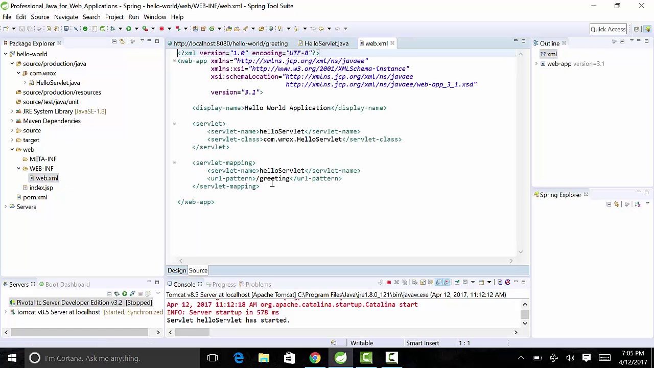 Java Web Servlet Example Hello World  - XML Mapping