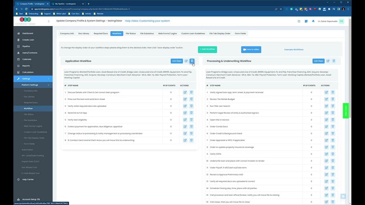 Creating Workflows In LendingWise