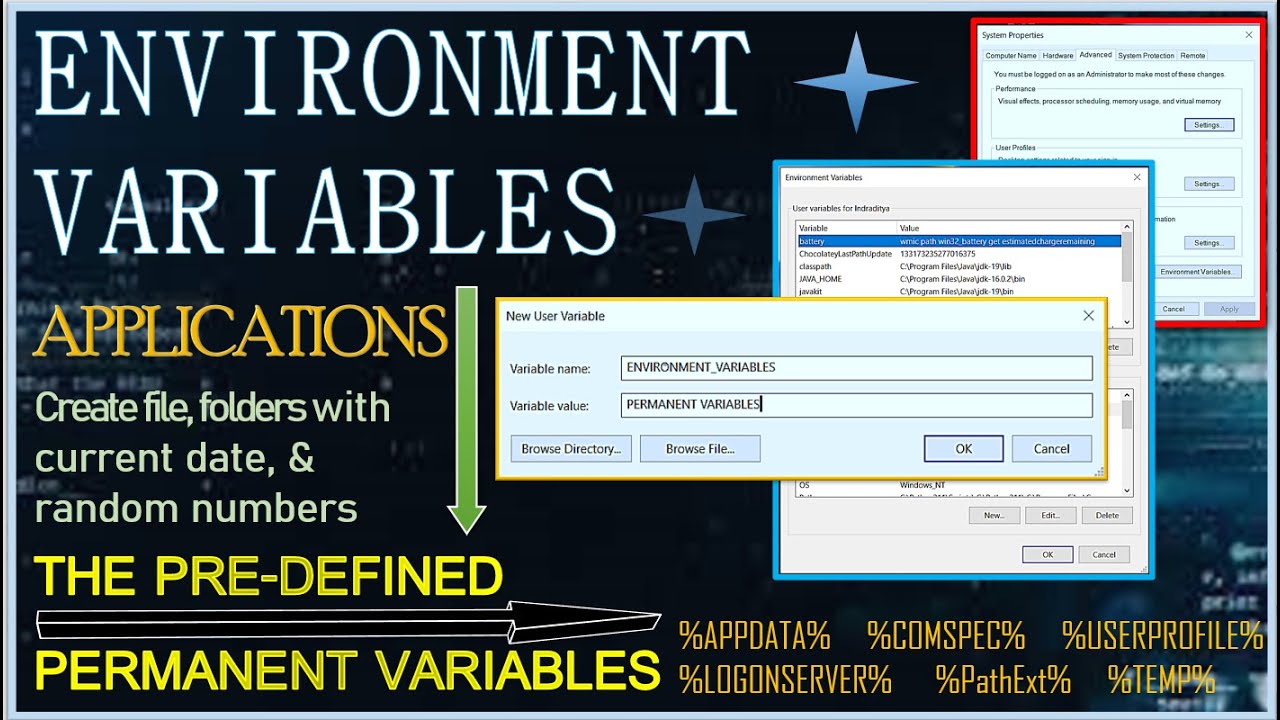 Complete List of all Environment Variables used as Command Line in Batch Script or in CMD eg; %date%