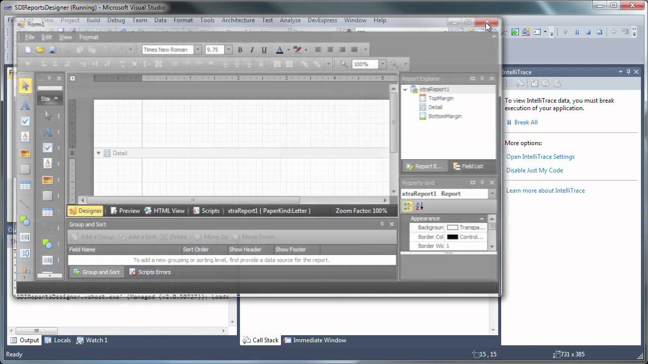 WinForms Reports - Creating and Updating to an MDI Reports Designer