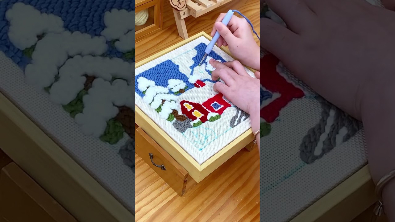 Cozy Winter Cottage ❄️ | Punch Needle Embroidery Art | Studio Whimsy