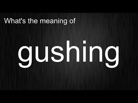 What's the meaning of "gushing", How to pronounce gushing?