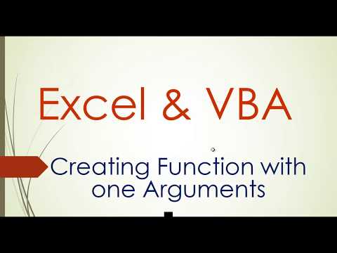 Function in vba with one argument