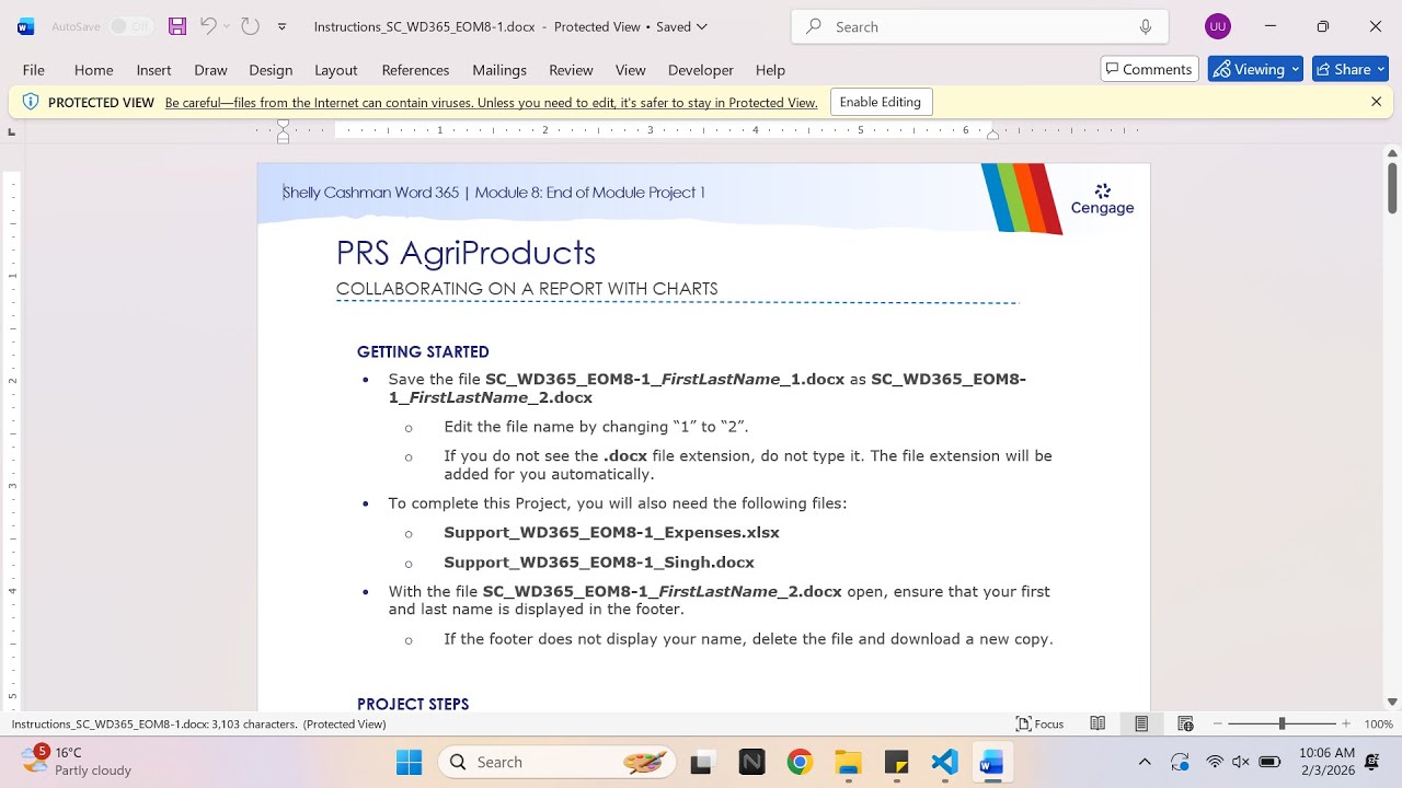 Shelly Cashman Word 365 | Module 8: End of Module Project 1 PRS AgriProducts