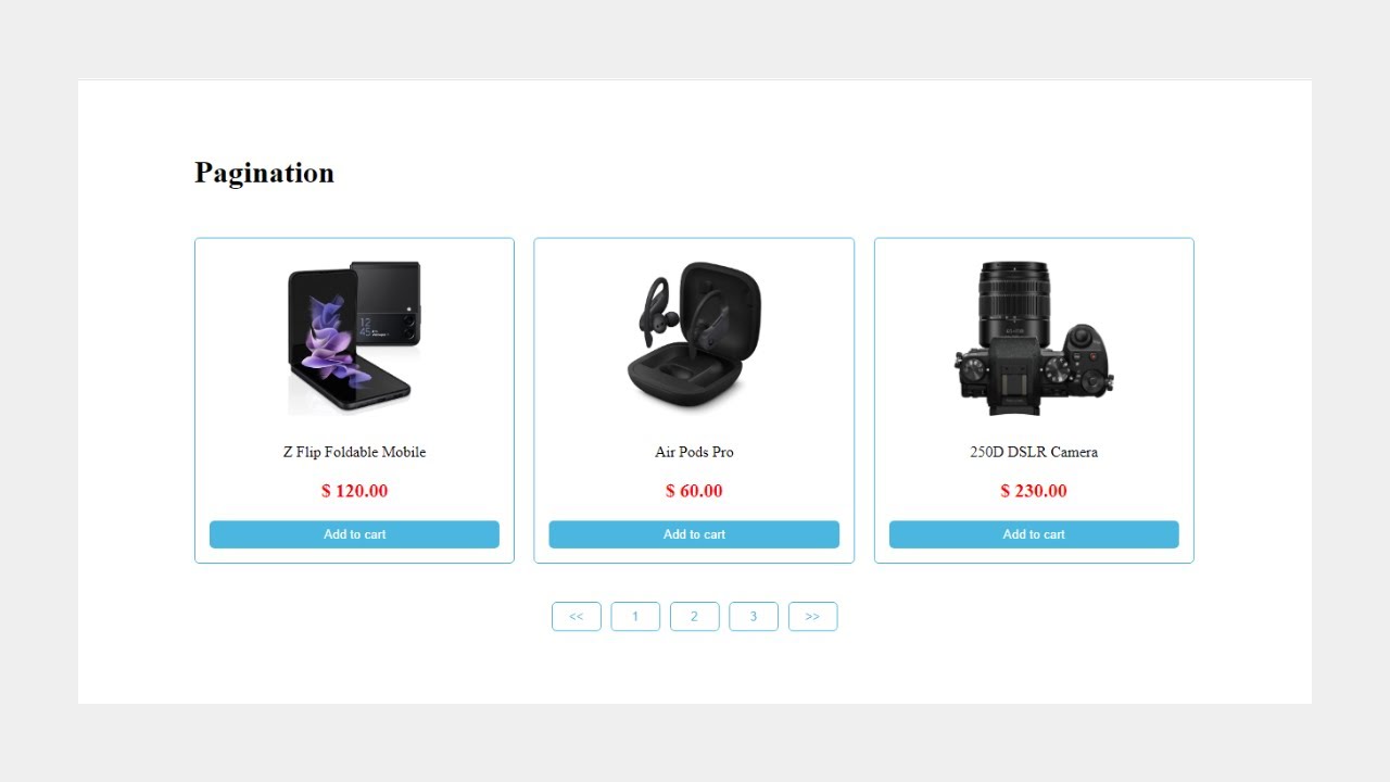 Pagination in JavaScript for E-commerce Website