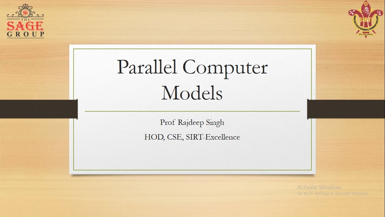 Parallel Computer models: ACA Lecture 3 Unit 1 by Prof Rajdeep Singh, HOD, CSE, SIRTE