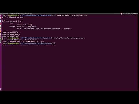 python2 Exception Handling try except ValueError Argument
