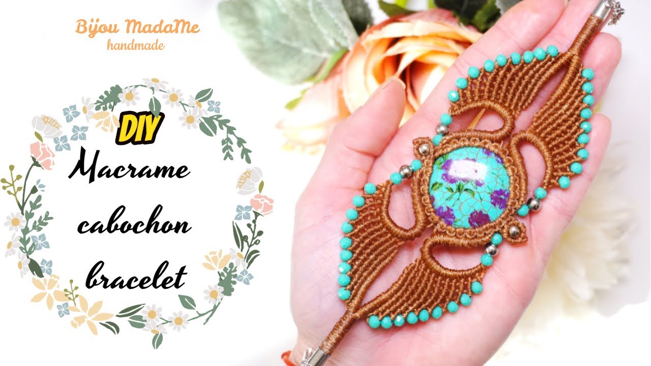 DIY macrame cabochon bracelet | How to wrap a cabochon | Macrame bracelet tutorial | Jewelry making