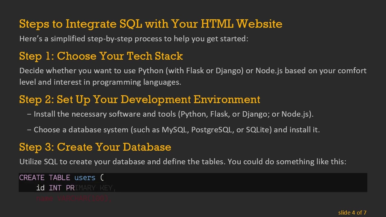 Using SQL to Create a Database for Your HTML Website