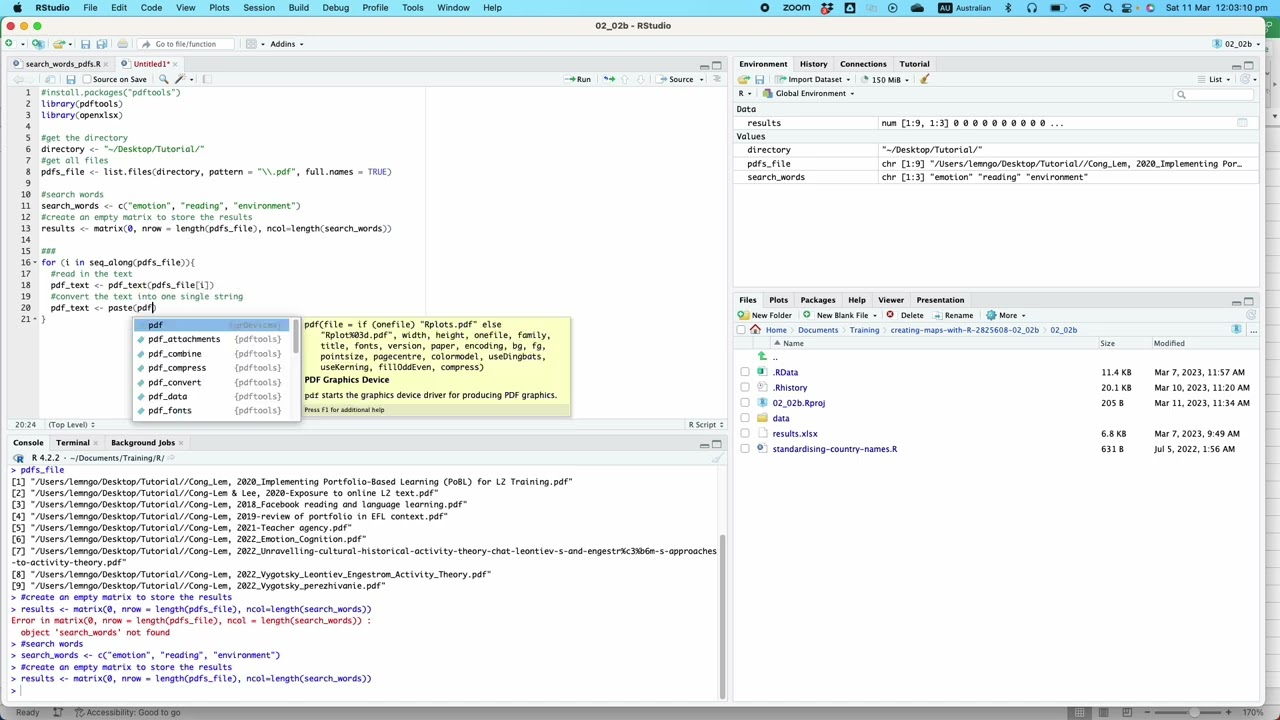 R tutorial: How to code PDF files with pre-designated keywords in R
