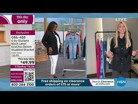 G by Giuliana Black Label EcoChic Denim Studded Shacket