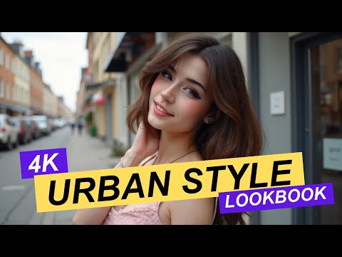 【4K】AI Gamer Model:  Cute Lookbook on a City Street