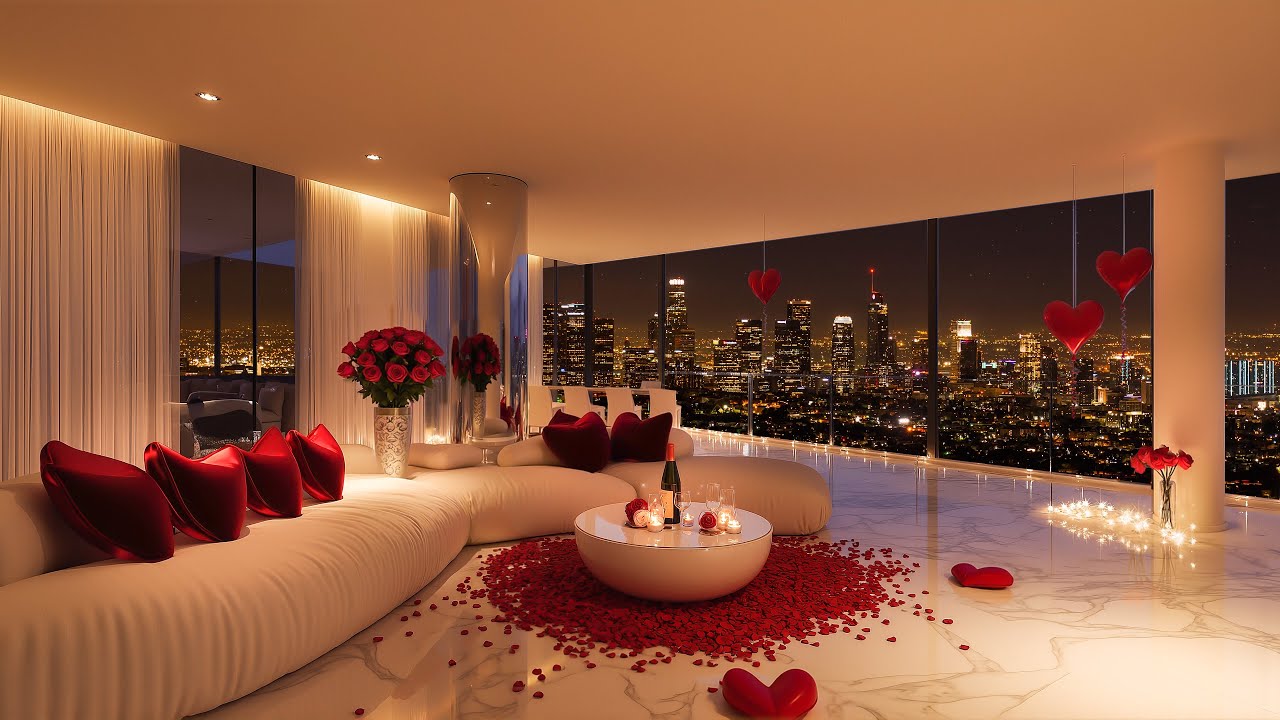 💝 Valentine’s Day Ambience 2025 in Luxurious Apartment at Los Angeles ❤️🌹 Romantic Jazz for Chillout