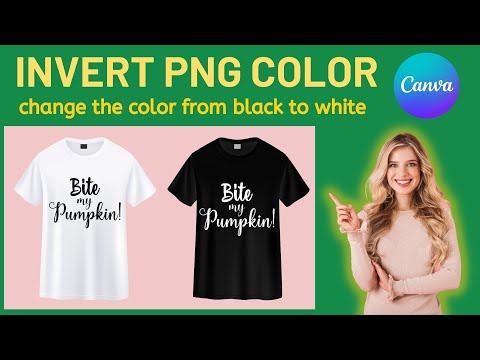 HOW TO CHANGE PNG COLOR FROM BLACK TO WHITE: Canva tutorial. Invert black PNG color in Canva.