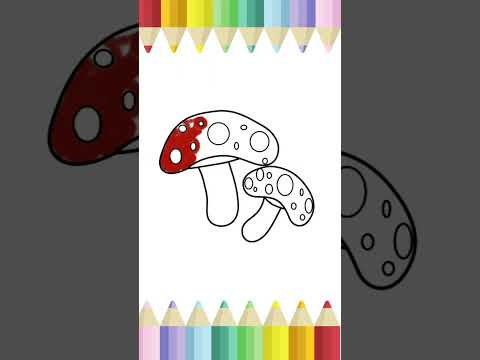 How to draw a mushroom, mushroom drawing, and colouring for kids, kids art hub