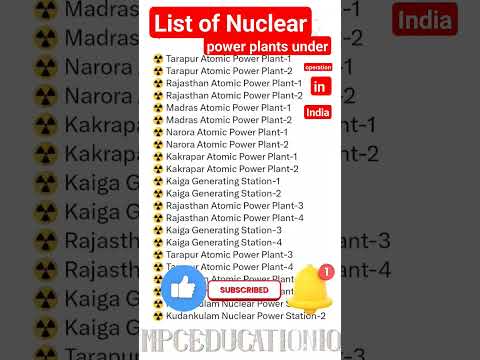 List of Nuclear power plants under operation in India: #nuclear #भारत #nuclearpower