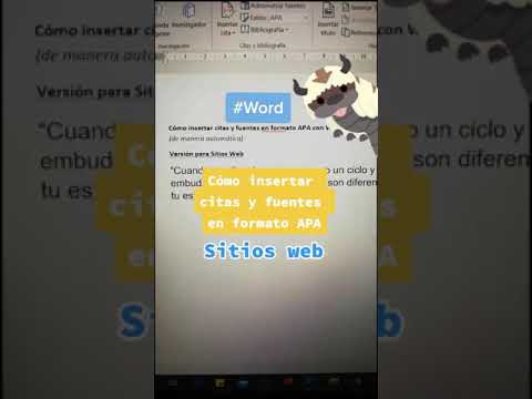 💡Cómo insertar citas y fuentes de SITIOS WEB en formato #APA con WORD de manera automática #Shorts