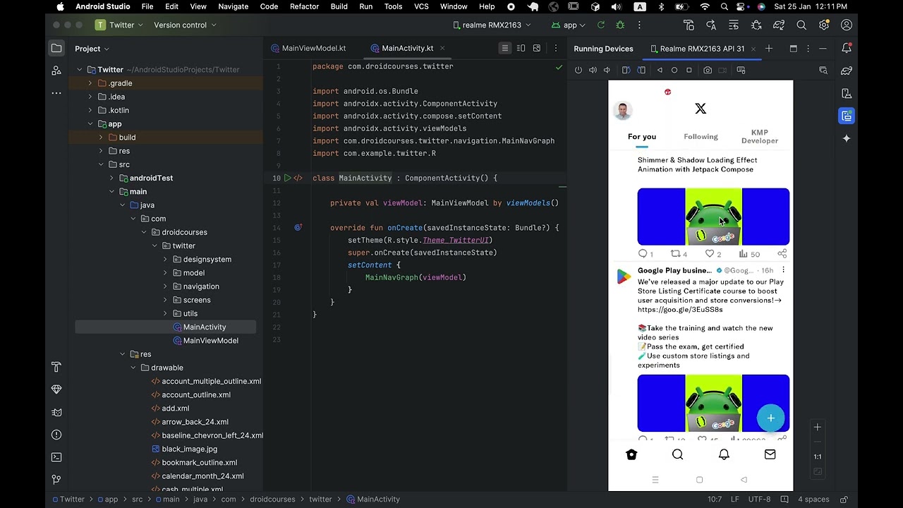 Twitter UI Clone  Using Jetpack Compose - Demo1