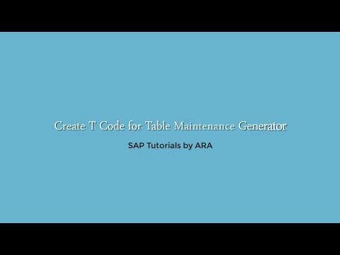 Create T Code for Table Maintenance Generator - SAP ABAP