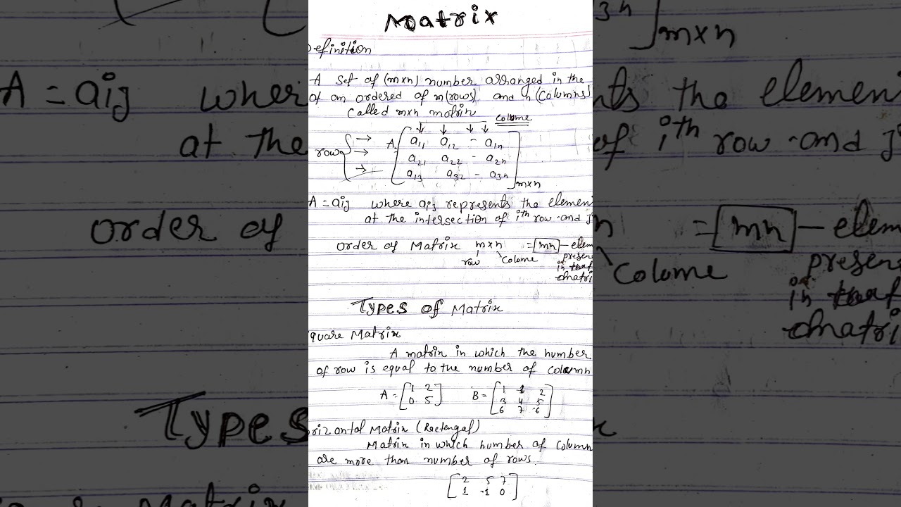 Matrix notes....video..👆👆📉📈📉📈. and PDF