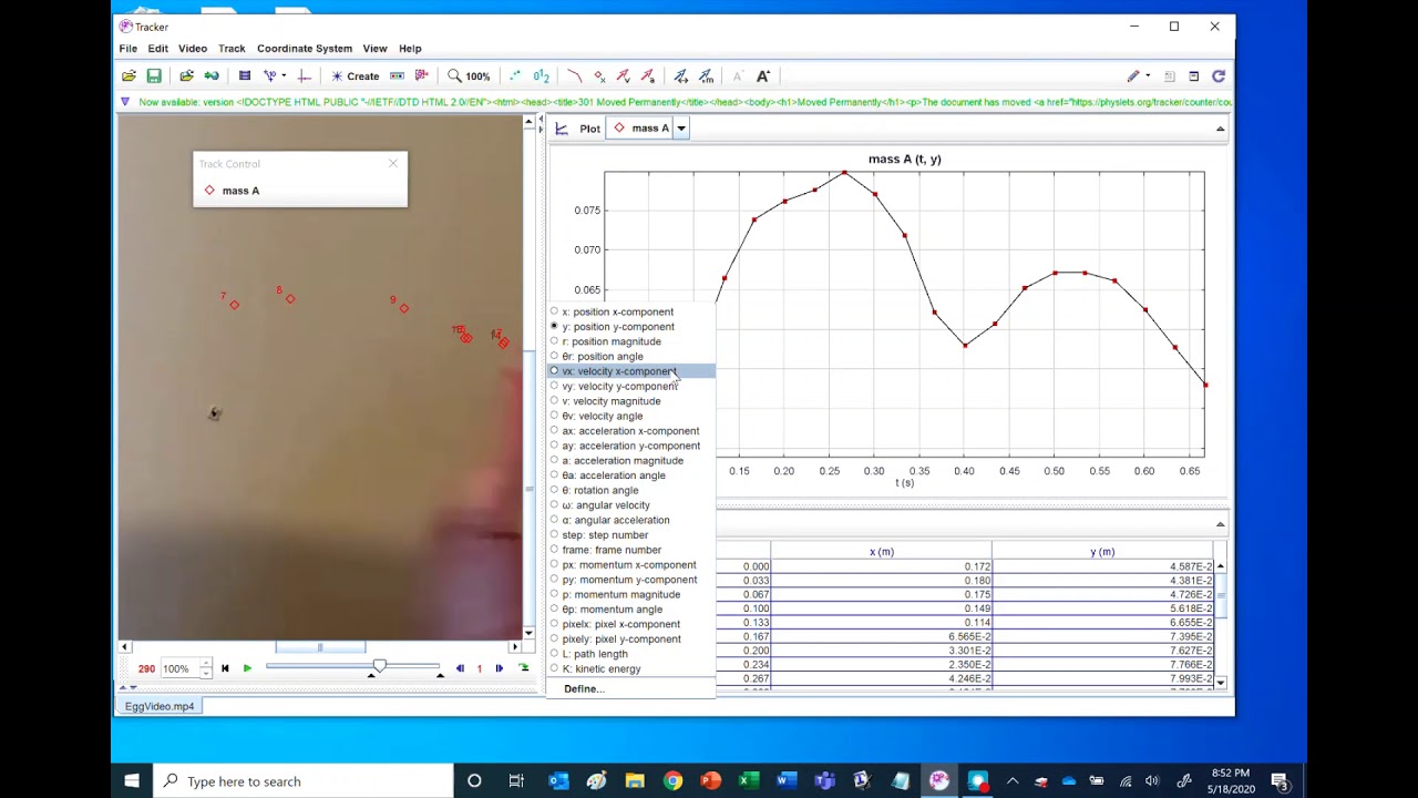 Analyzing motion using Tracker