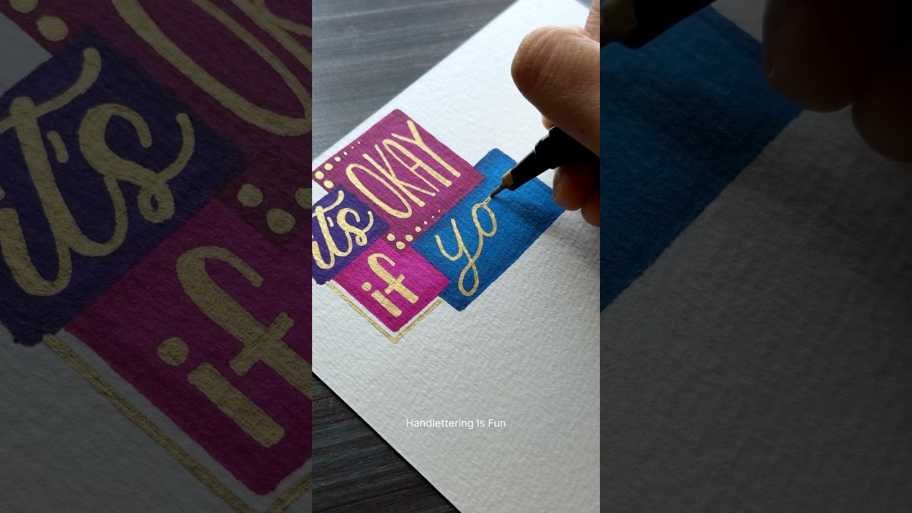 Lettering with gold marker!! #shorts #calligraphy #lettering #handlettering #art #artwork