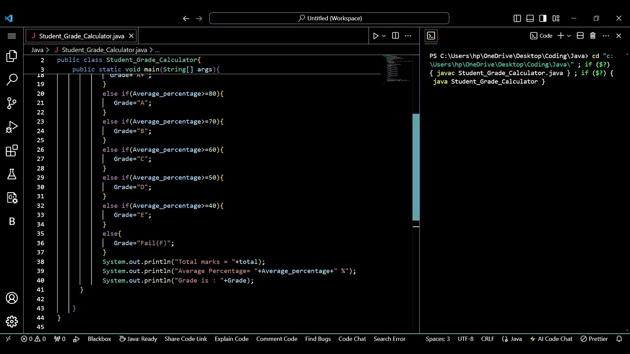 Easy Java Project 2: Student Grade Calculator with Source Code