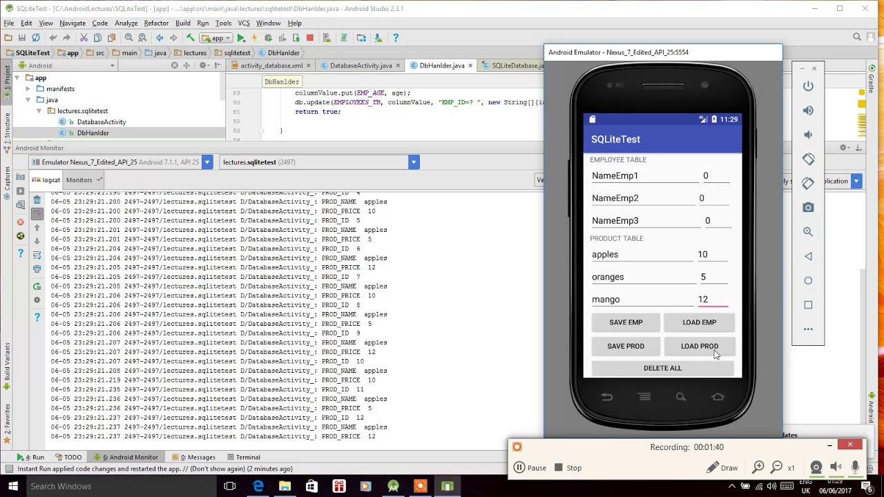Android SQLite Database with example Project : part 24